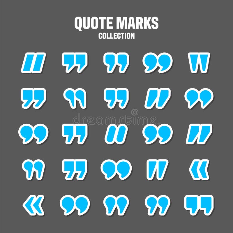 Quotation Marks Vector Collection. Blue Quotes Icon. Colorful Stickers ...
