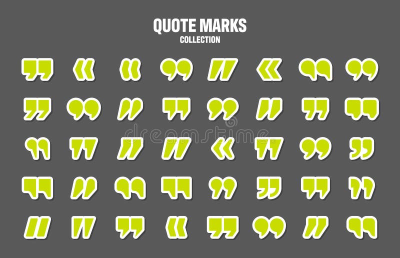 Quotation Marks Vector Collection. Green Quotes Icon. Colorful Stickers ...