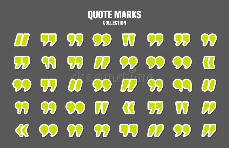 Quotation Marks Vector Collection. Green Quotes Icon. Colorful Stickers ...