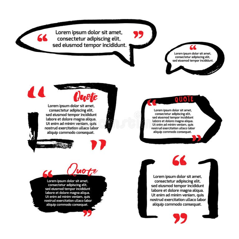 Quote Blanks with Text Bubble with Commas. Vector Set of Templates for ...