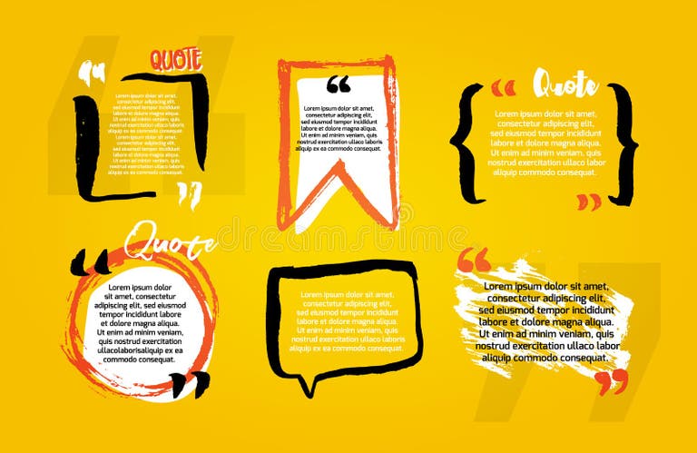 Quote Blanks with Text Bubble with Commas. Vector Set of Templates for ...
