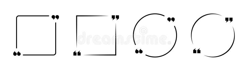 Quote Box and Circle. Quote Frame with Commas. Round and Square Box ...