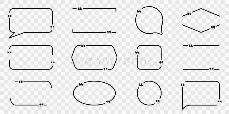 Quote Box Frame Set. Frame for Quotes Line Icon. Text Boxes for Speech ...