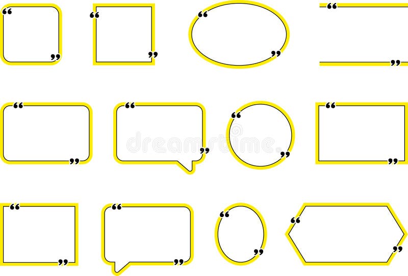 Quote Box Frame, Speech Bubbles with Quotation Marks. Blank Text ...