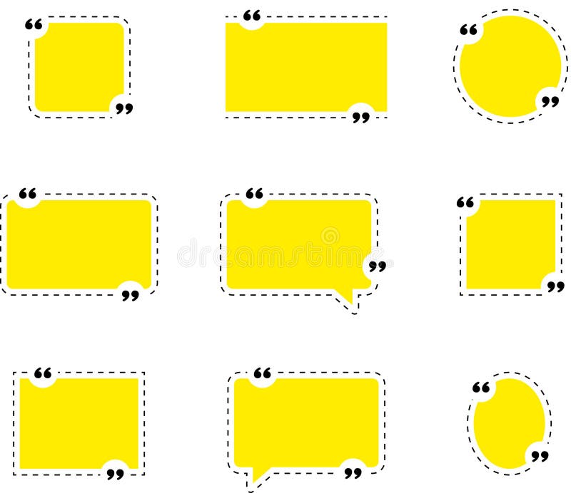 Quote Box Frame, Speech Bubbles with Quotation Marks. Blank Text ...