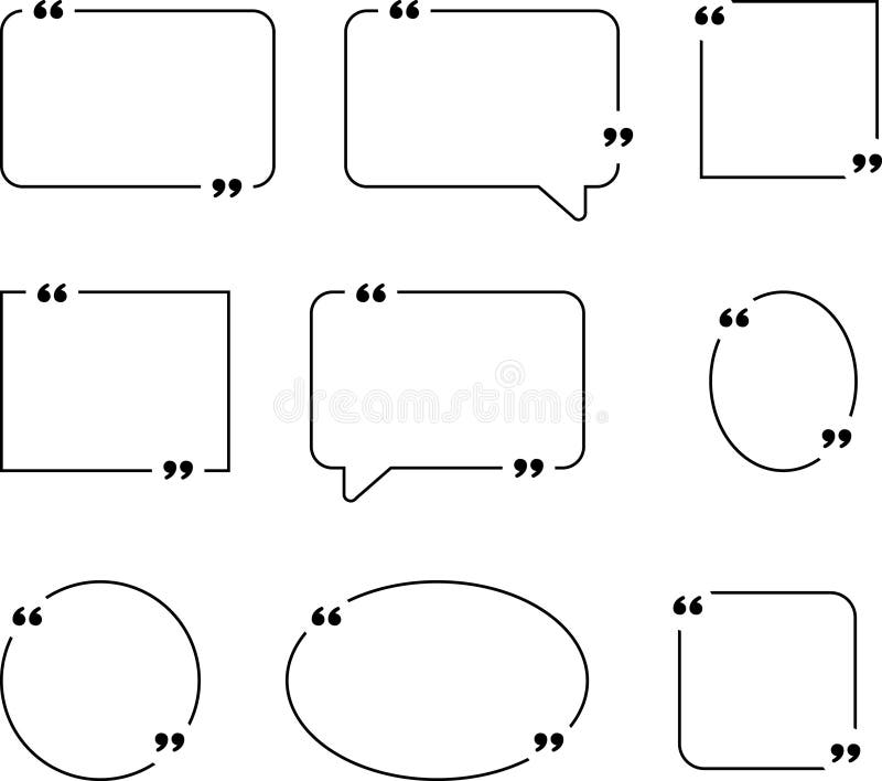 Quote Box Frame, Speech Bubbles with Quotation Marks. Blank Text ...