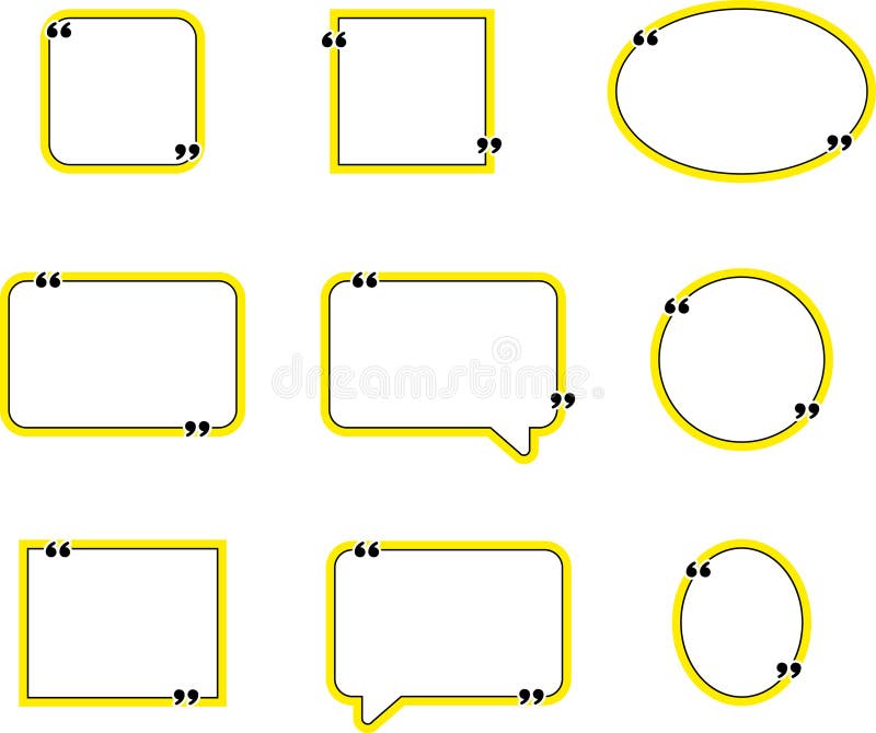 Quote Box Frame, Speech Bubbles with Quotation Marks. Blank Text ...