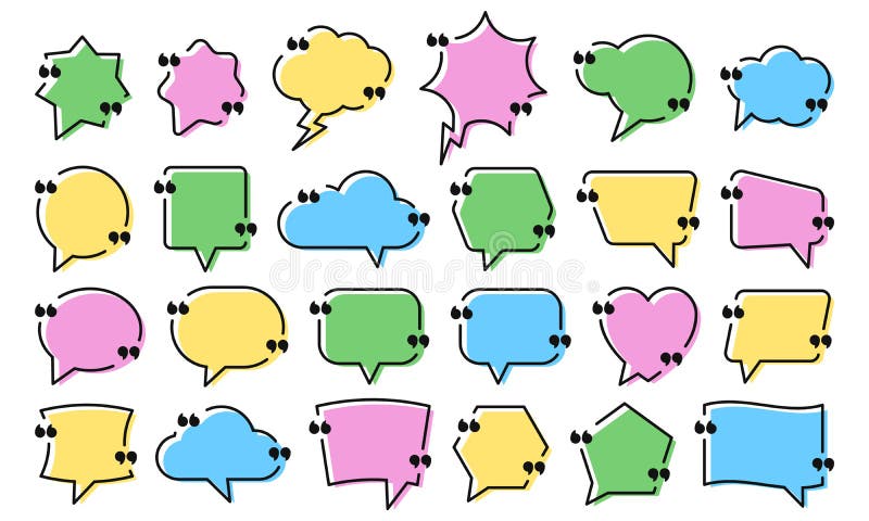 Quote Box Frames Set. Bubble Quotation, Comment, Message Borders Stock ...