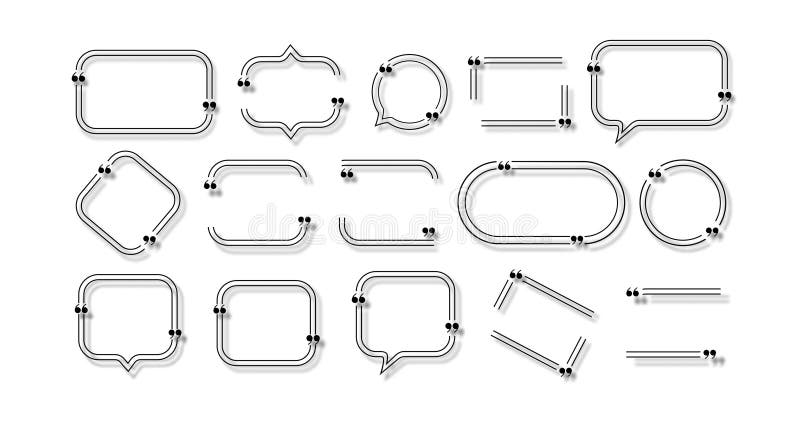 Quote Box Frames Set Isolated. Bubble Speech Comment Message Reference ...