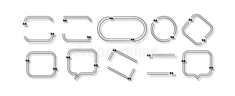 Quote Box Frames Set Isolated. Bubble Speech Comment Message Reference ...