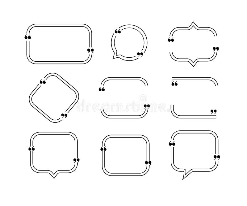 Quote Box Frames Set Isolated. Bubble Speech Comment Message Reference ...