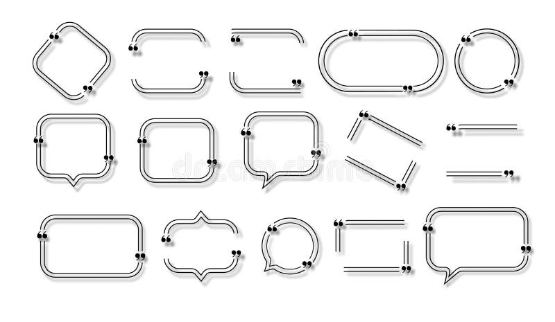 Quote Box Frames Set Isolated. Bubble Speech Comment Message Reference ...