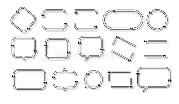 Quote Box Frames Set Isolated. Bubble Speech Comment Message Reference ...