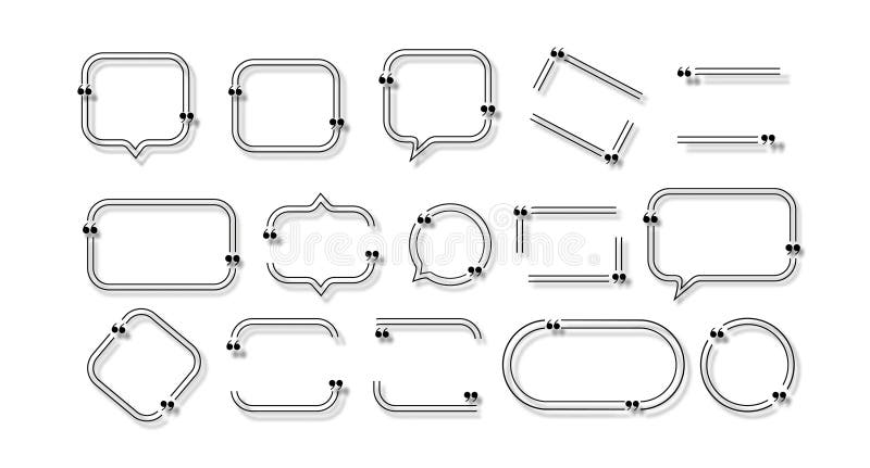 Quote Box Frames Set Isolated. Bubble Speech Comment Message Reference ...