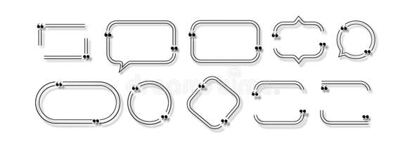 Quote Box Frames Set Isolated. Bubble Speech Comment Message Reference ...