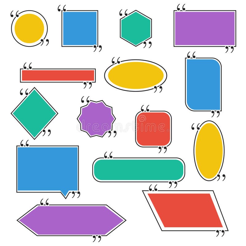 Quote Box Template Icon Set. Text Bubble Quote Frame Collection Stock ...