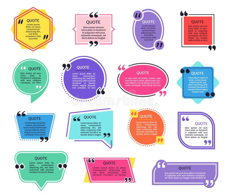 Quote Boxes. Colorful Quotes Frames with Quotation Marks Stock Vector ...