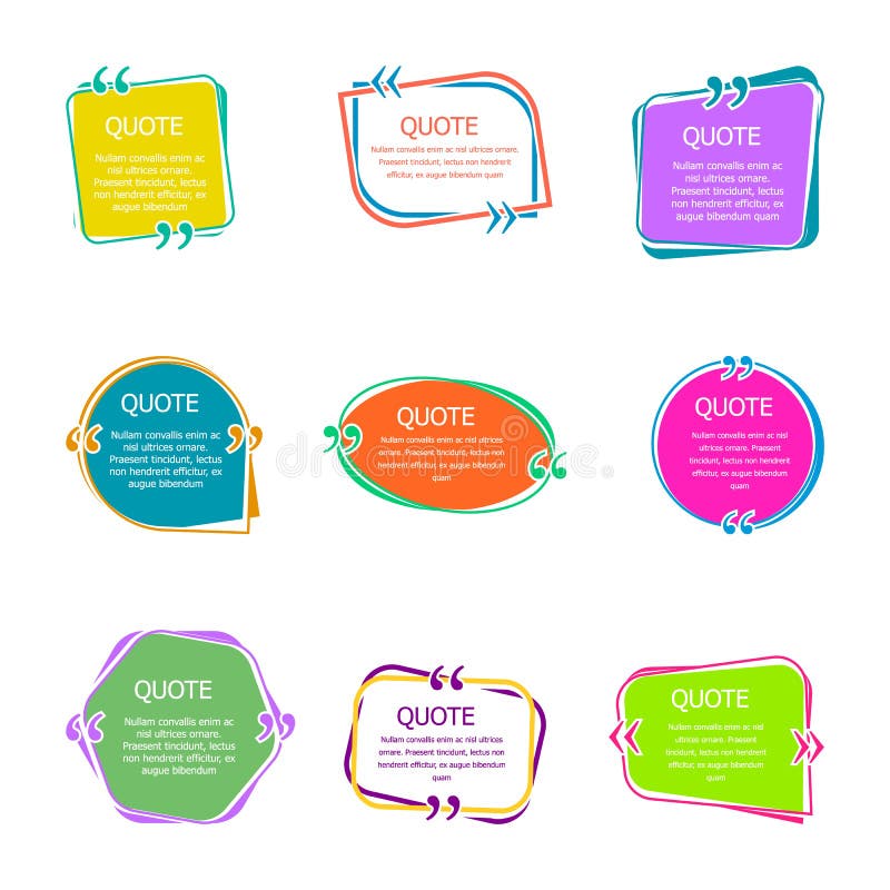 Quote Boxes with Text. Set of Color Quotes Bubble Templates. Speech ...