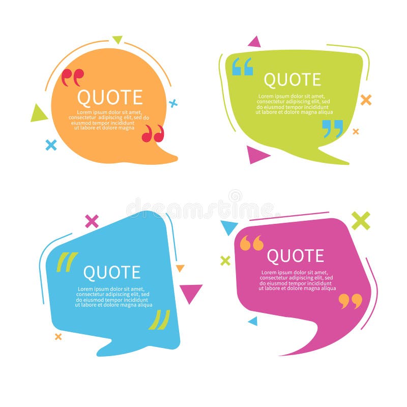 Quote Bubble Box Template with Text. Speech Bubble with Quote in Flat ...
