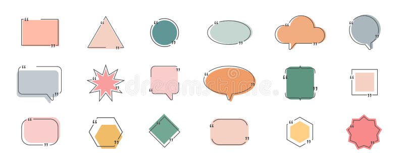 Quote Bubble Set. Line Text Frame. Quotation Title Banner. Social Media ...
