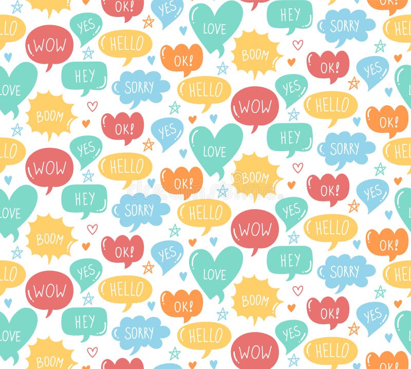 Quote Bubbles Cute Simple Seamless Vector Pattern Stock Vector ...