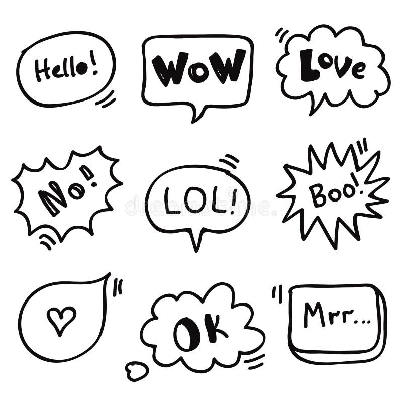 Quote Bubbles and Words Doodle Vector Set Stock Vector - Illustration ...