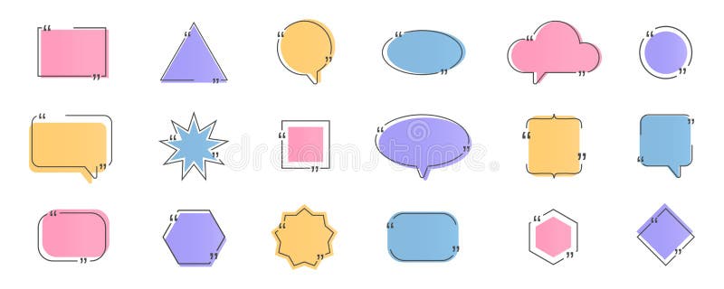 Quote Color Bubble Set. Line Text Frame. Quotation Title Banner. Social ...