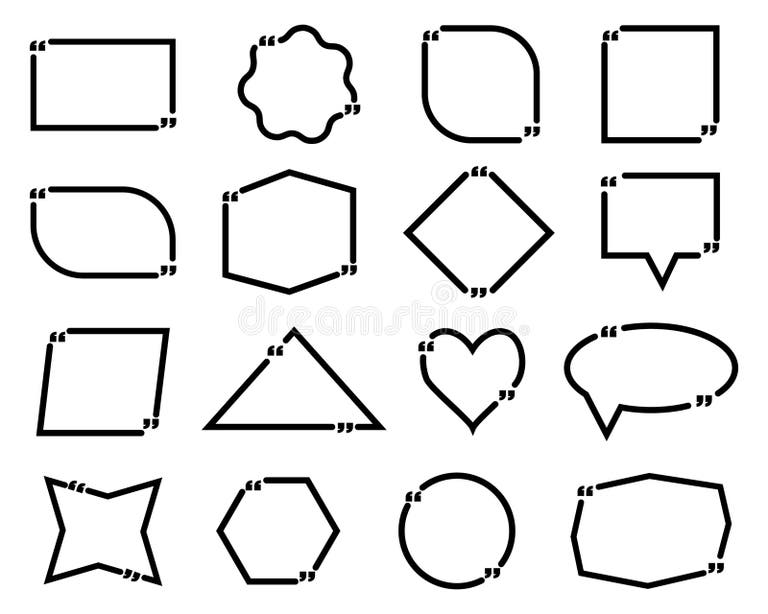 Quote Frames Collection. Set of Remark Quote Box Template. Simple Black ...