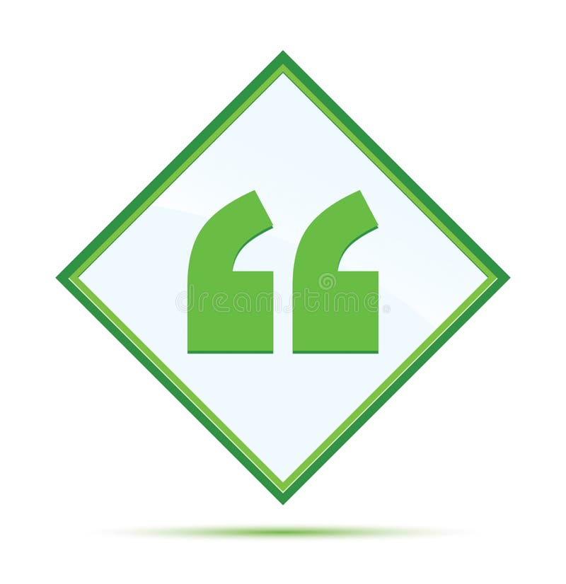 Quote Icon Modern Abstract Green Diamond Button Stock Illustration ...