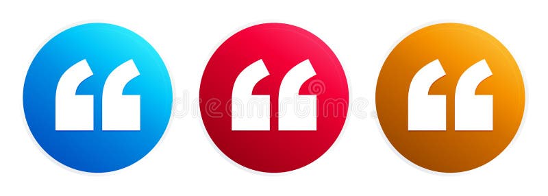 Quote Icon Premium Trendy Round Button Set Stock Vector - Illustration ...