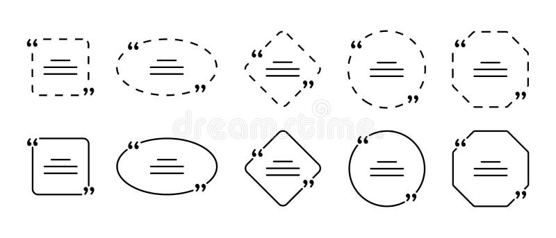 Quote Mark Blank Bubble Vector Sign Set. Template Frame Citation Symbol ...