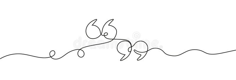Quote Mark Single Continuous Line Style. One Continuous Line of a Quote ...