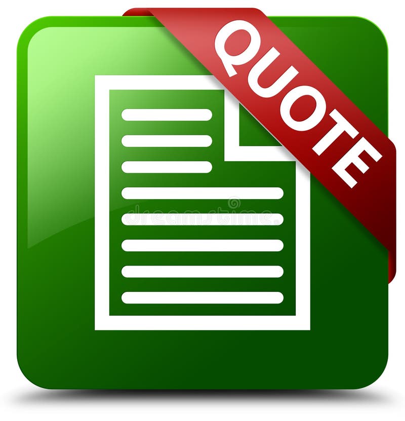 Quote Page Icon Green Square Button Stock Illustration - Illustration ...