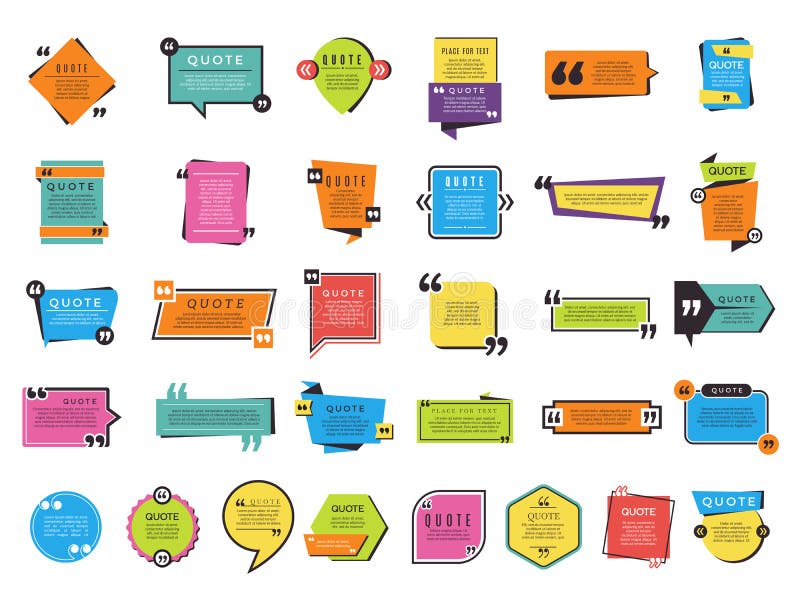 Quote Shapes. Graphic Forms for Text Notes and Remarks Vector ...