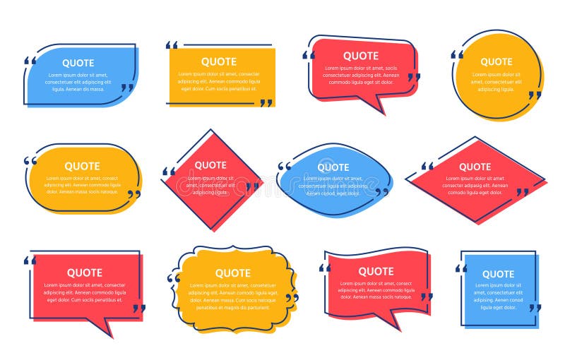 Quote Box Frame. Template Text Quotations, Speech Bubbles. Vector ...