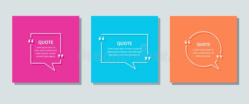Quote Text Frames VECTOR Set, Colored and Outline Quote Boxes Isolated ...