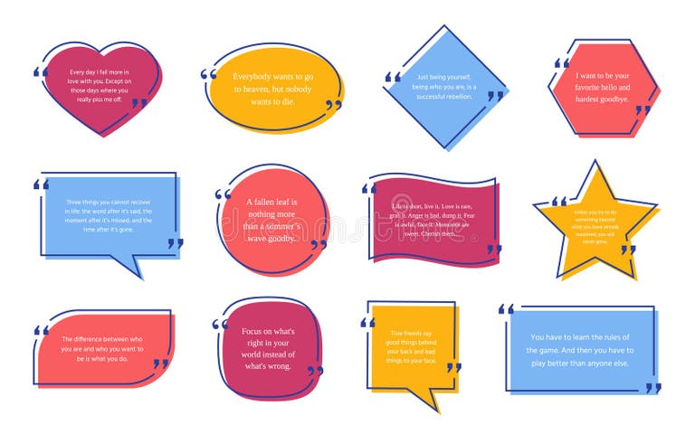 Quote Box Frame. Template Text Quotations, Speech Bubbles. Vector ...