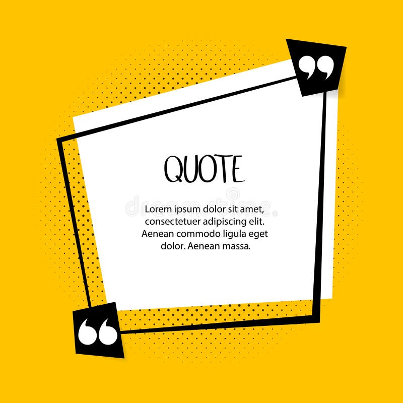 Quote Text Bubble. Commas, Note, Message and Comment on a Yellow ...