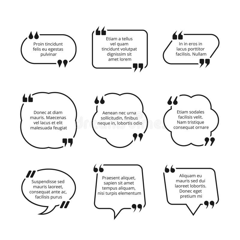 Quote Text Bubble With Commas. Text Brackets Vector Template. Cards Speech Bubbles For Quotation ...