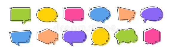 Quote Vector Bubbles for Text, Speech. Quotation Box Frames with ...