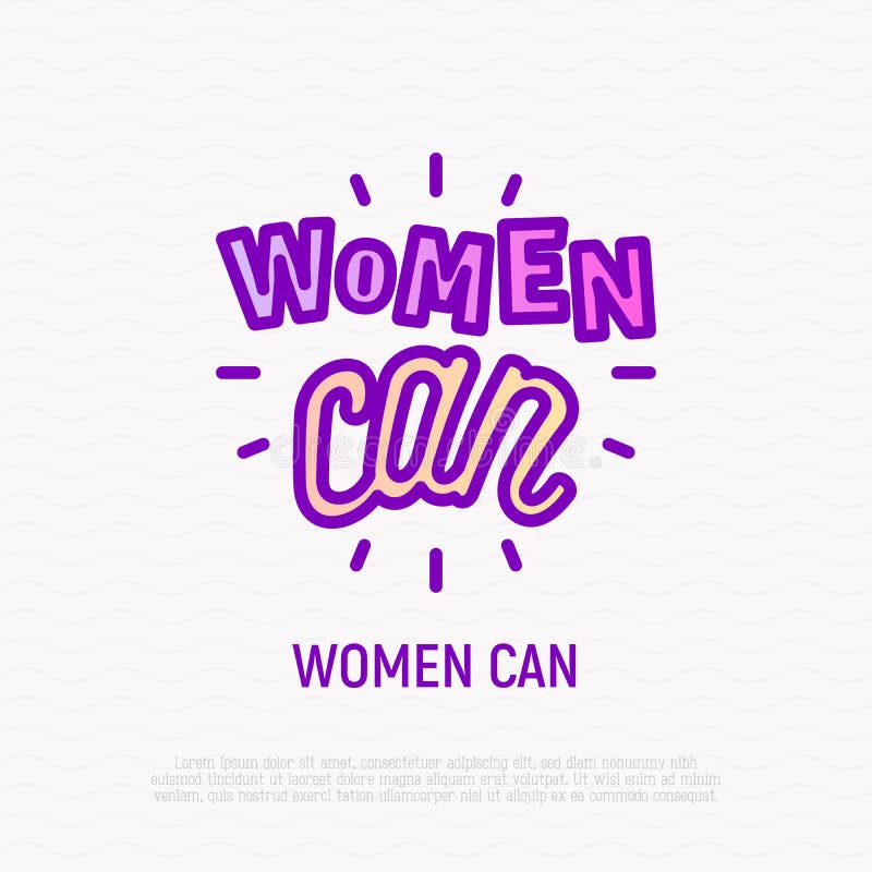 Quote: Women Can. Sticker in Thin Line Icon Style Stock Vector ...