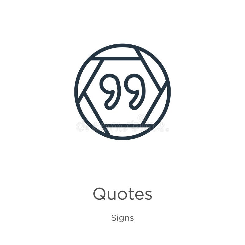 Quotes Icon. Thin Linear Quotes Outline Icon Isolated on White ...