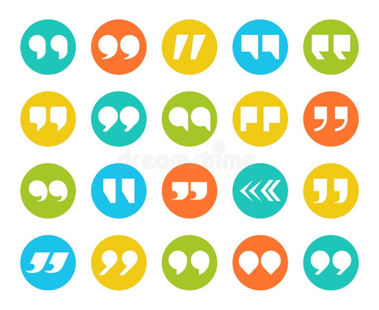 Quotes Marks. Flat Quotation Marking Speech Icon Set. Double Comma ...