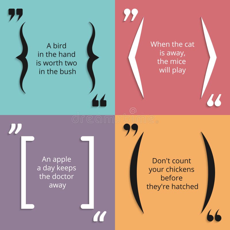 Quotes in Round Brackets, Square Braces with Quotation Marks Stock ...