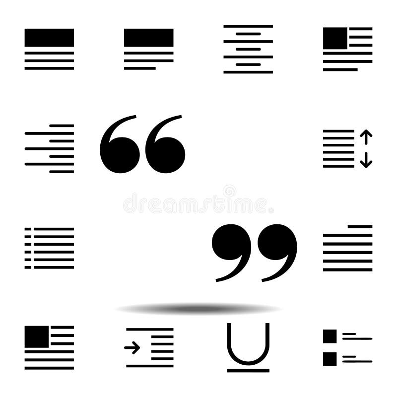 Quotes, Text Icon. Simple Glyph, Flat Vector of Text Editor Set Icons ...