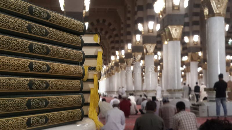 Quran and mosque nabawi stock image. Image of column - 262941777