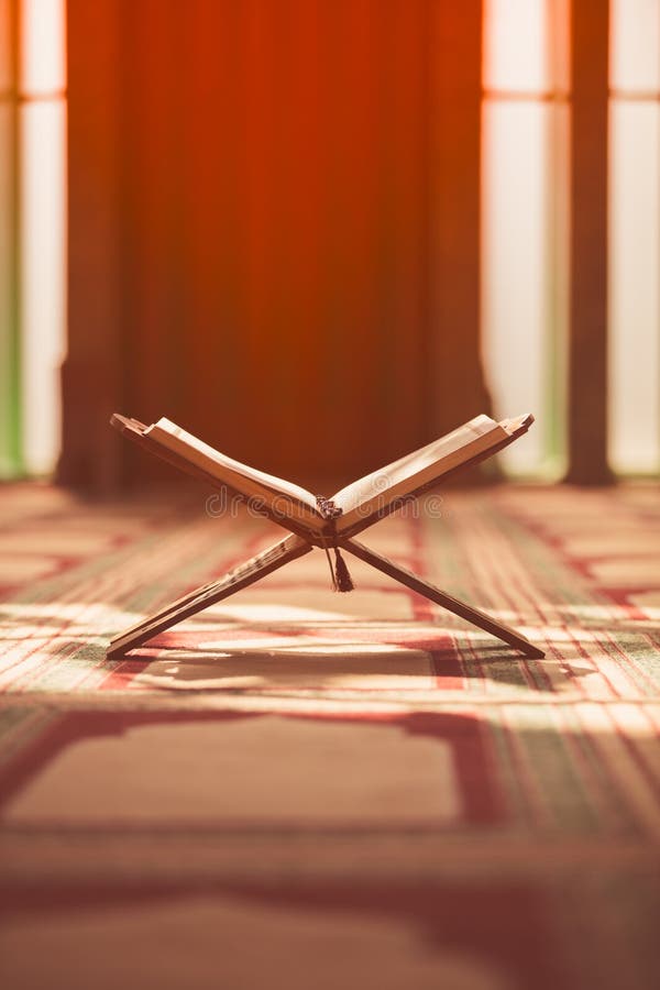 Quran in the Mosque - Open for Prayers Stock Photo - Image of light ...