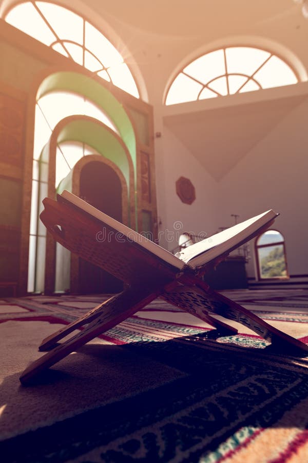 Quran in the Mosque - Open for Prayers Stock Image - Image of holy ...