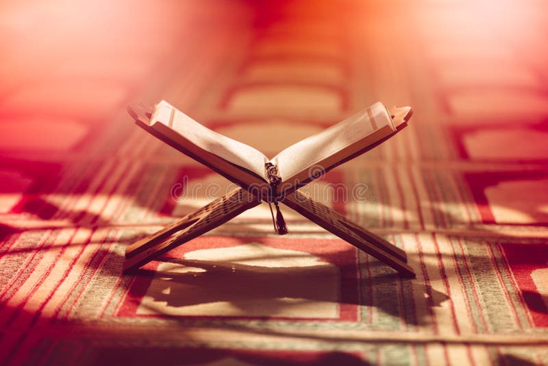 Quran in the Mosque - Open for Prayers Stock Photo - Image of arabic ...