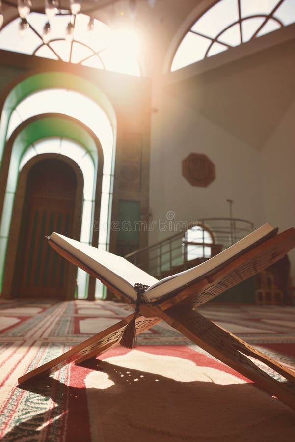 Quran in the Mosque - Open for Prayers Stock Image - Image of pray ...